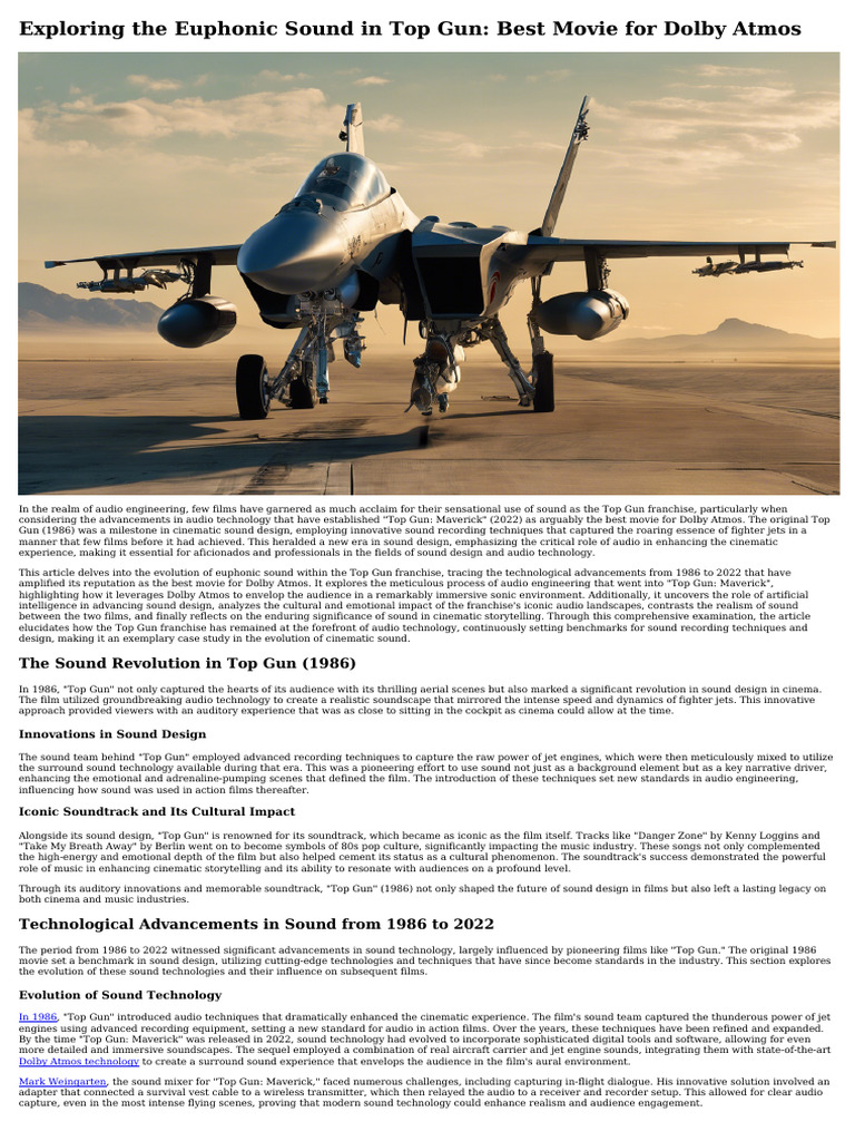 Exploring The Euphonic Sound in Top Gun - Best Movie For Dolby Atmos | PDF | Sound Recording And ...