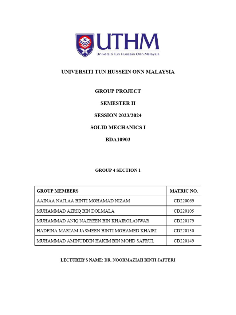 Solid Mechanics I: Beam Analysis Project | PDF | Bending | Beam (Structure)