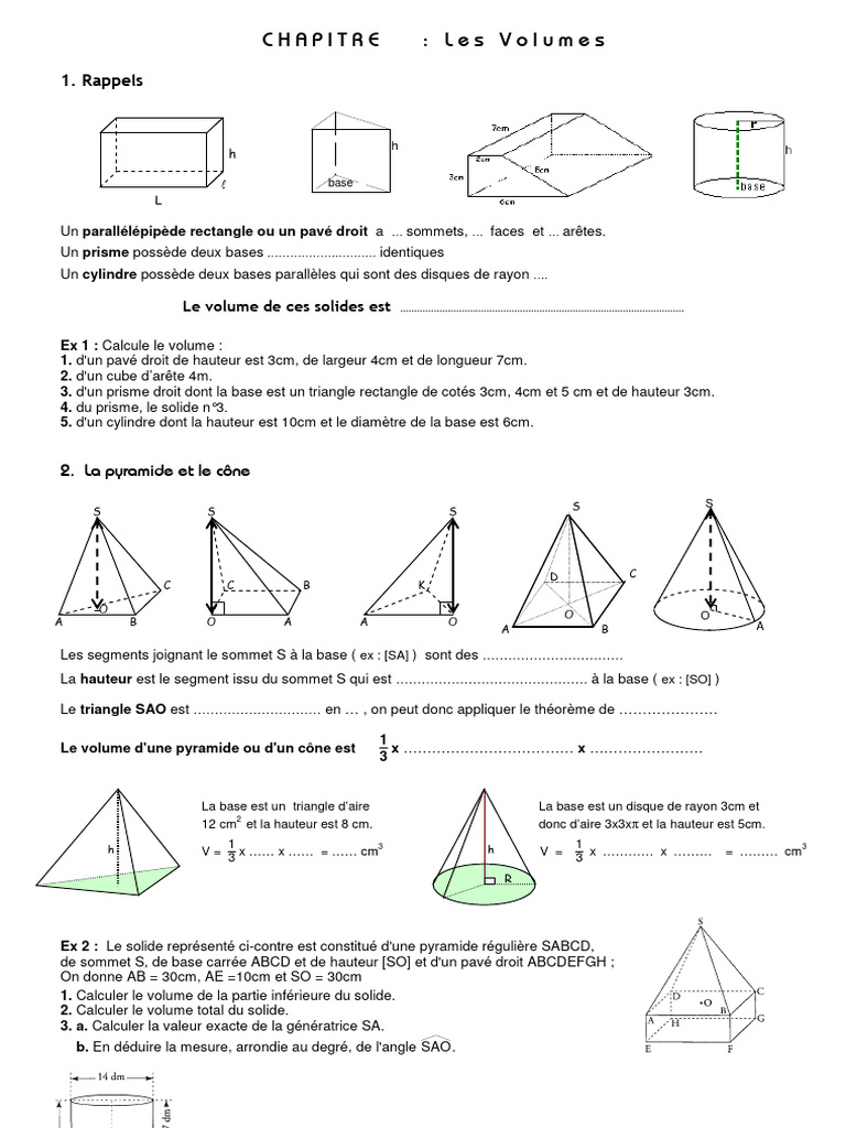 Calcul des volumes de solides géométriques | PDF | Sphère | Cercle