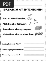 Pagsasanay Sa Pagsulat at Pagbasa Sa Filipino Worksheet | PDF