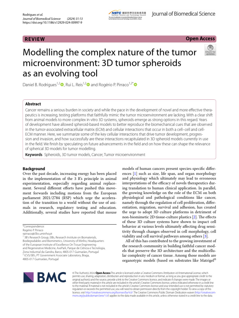 Modelling The Complex Nature of The Tumor Microenvironment: 3D Tumor ...