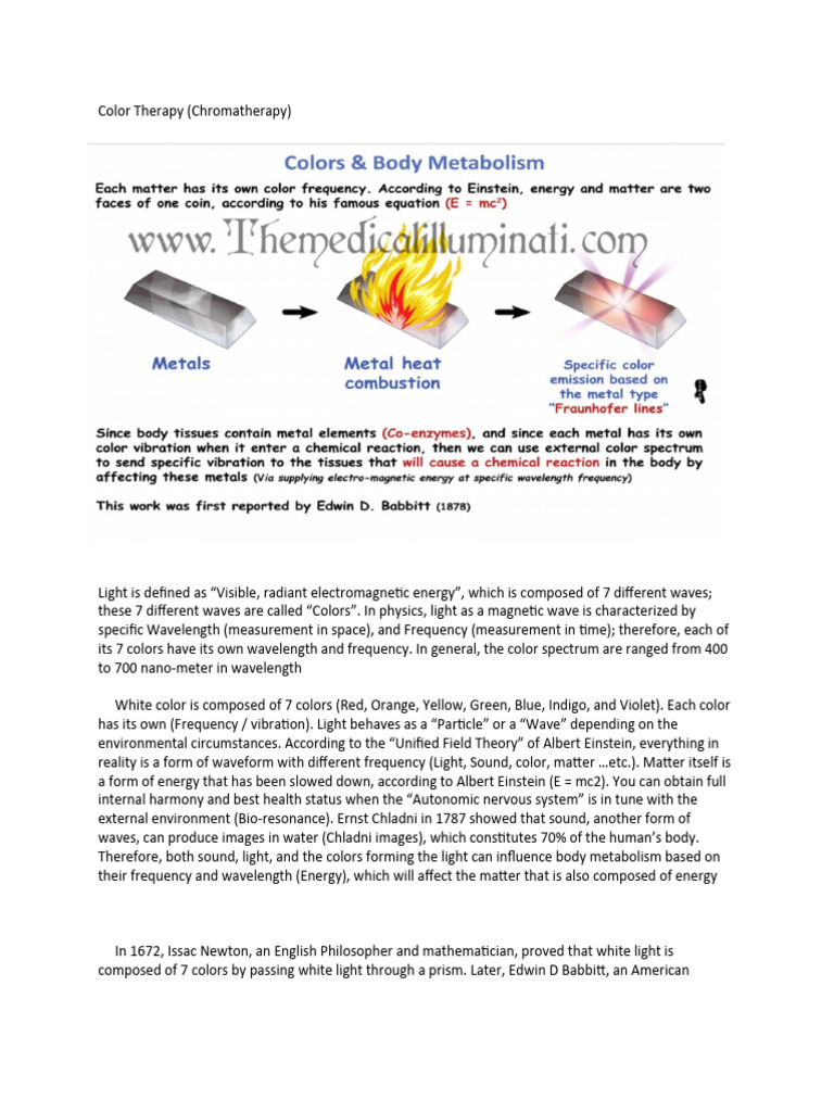 Color Therapy (Chromatherapy) | PDF | Color | Light