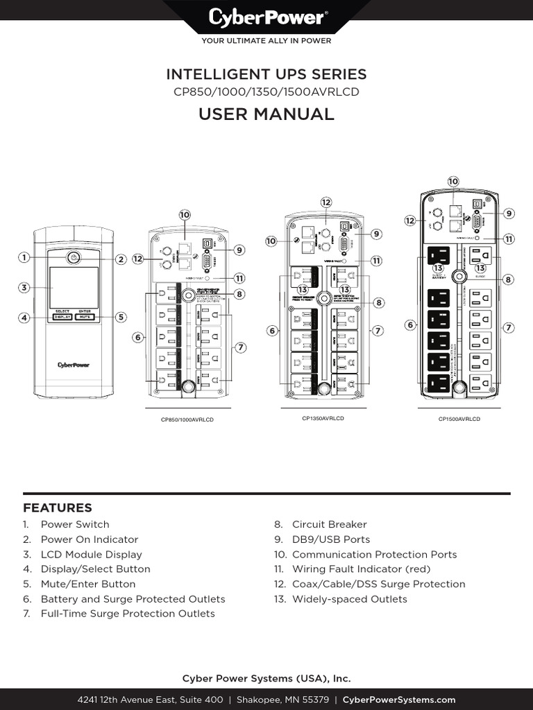 CyberPower UM CP1500AVRLCD | PDF | Rechargeable Battery | Battery Charger