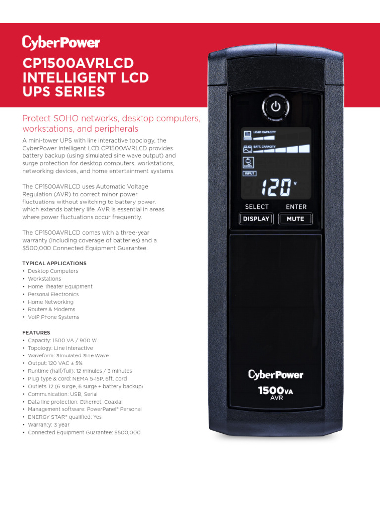 CyberPower DS CP1500AVRLCD | PDF | Computing | Manufactured Goods