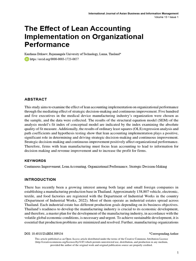 The Effect of Lean Accounting Implementation On or | PDF | Lean ...