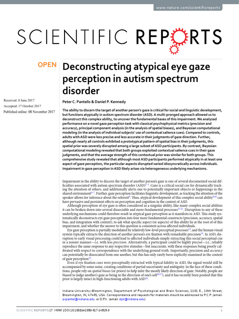 Deconstructing Atypical Eye Gaze | PDF | Autism Spectrum | Accuracy And ...