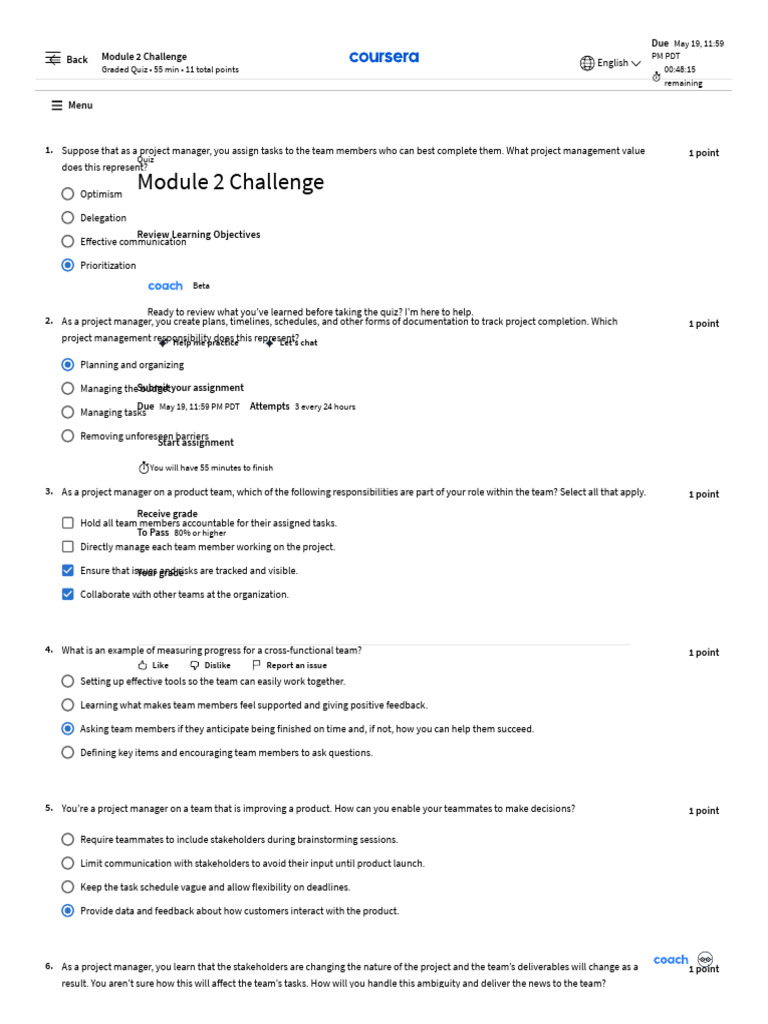 GPM Module 2 Challenge - Coursera | PDF | Project Management | Human Communication