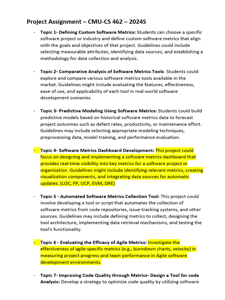 Project Assignment 2024 | Download Free PDF | Performance Indicator | Software