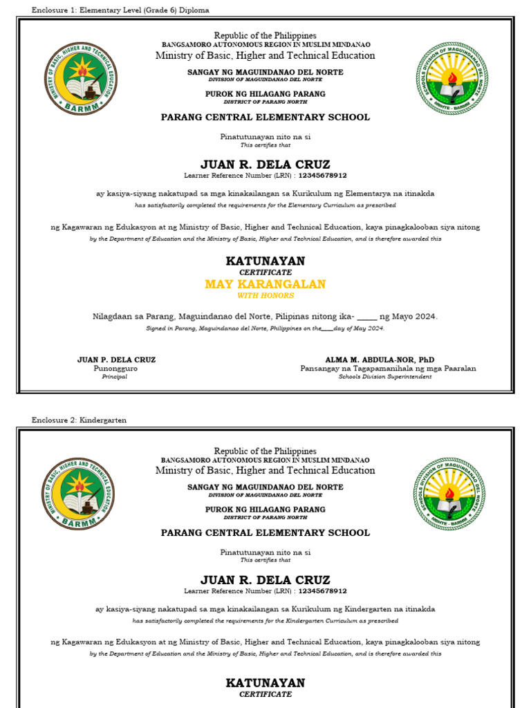 Sdo MDN Diploma 2024 | PDF | Mindanao | Educational Stages