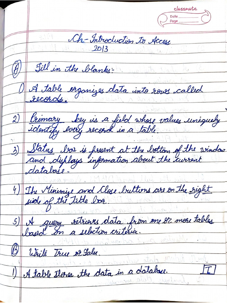 Introduction To Access 2013 Notebook Work | PDF