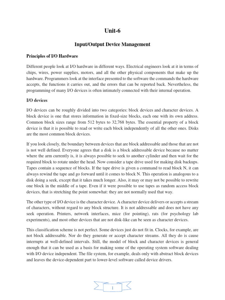 Unit-6 Input Output Device Management | PDF | Input/Output | Operating ... Unit-6 Input Output Device Management | PDF | Input/Output | Operating ...