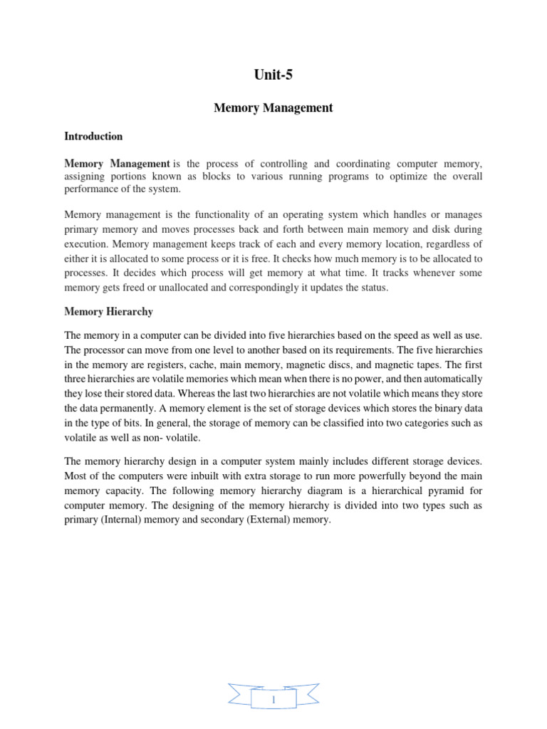 Unit-5 Memory Management | PDF | Computer Data Storage | Process ... Unit-5 Memory Management | PDF | Computer Data Storage | Process ...