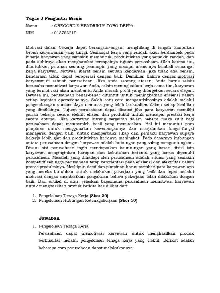 Tugas 3 Pengantar Bisnis | PDF