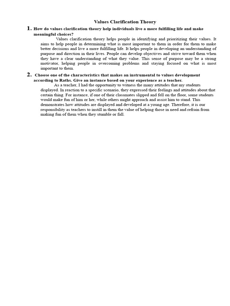 Values Clarification Theory | PDF
