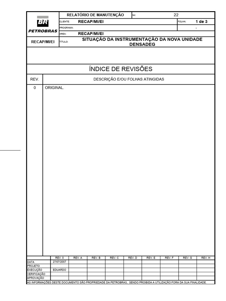 Relatorio-0022-Situação Da Nova Unidade DENSADEG | PDF