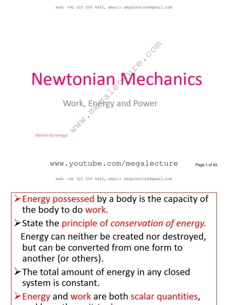 6 Work Energy and Power | PDF | Potential Energy | Theoretical Physics