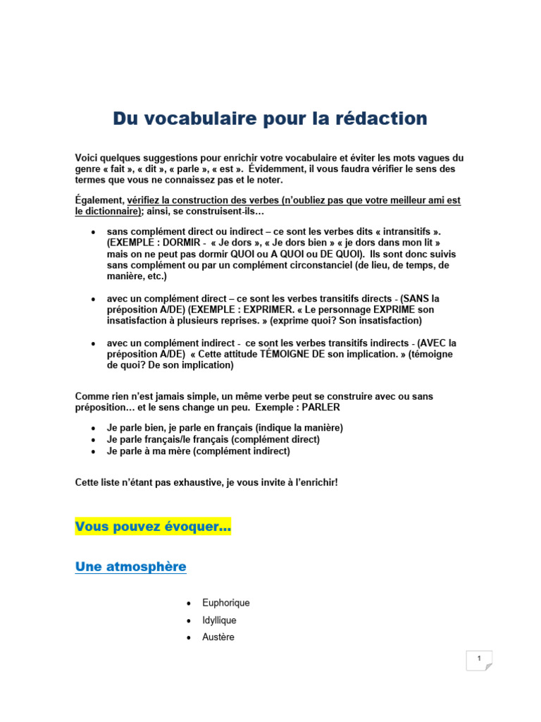 Vocabulaire | PDF