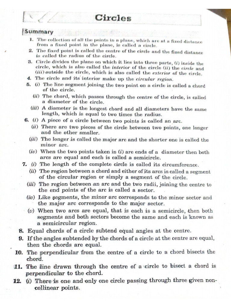 Circle Class IX | PDF