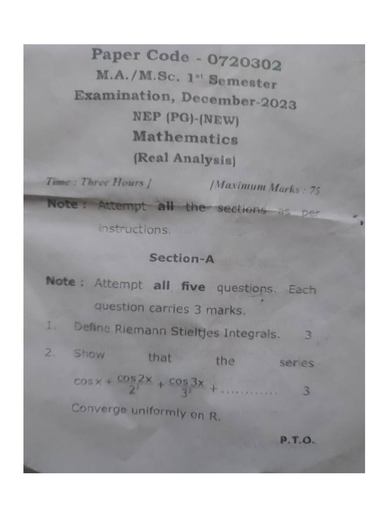 MSC Semester - 1 (Real Analysis) | PDF