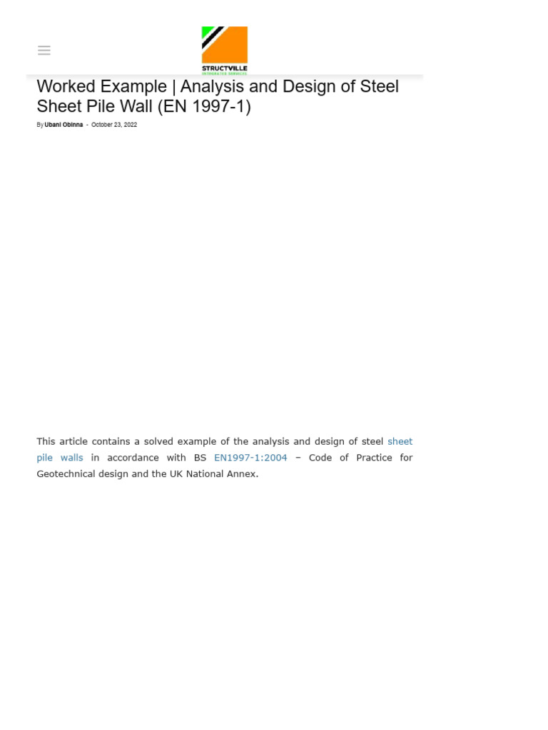 Steel Sheet Pile Wall Design Example | PDF | Deep Foundation | Materials