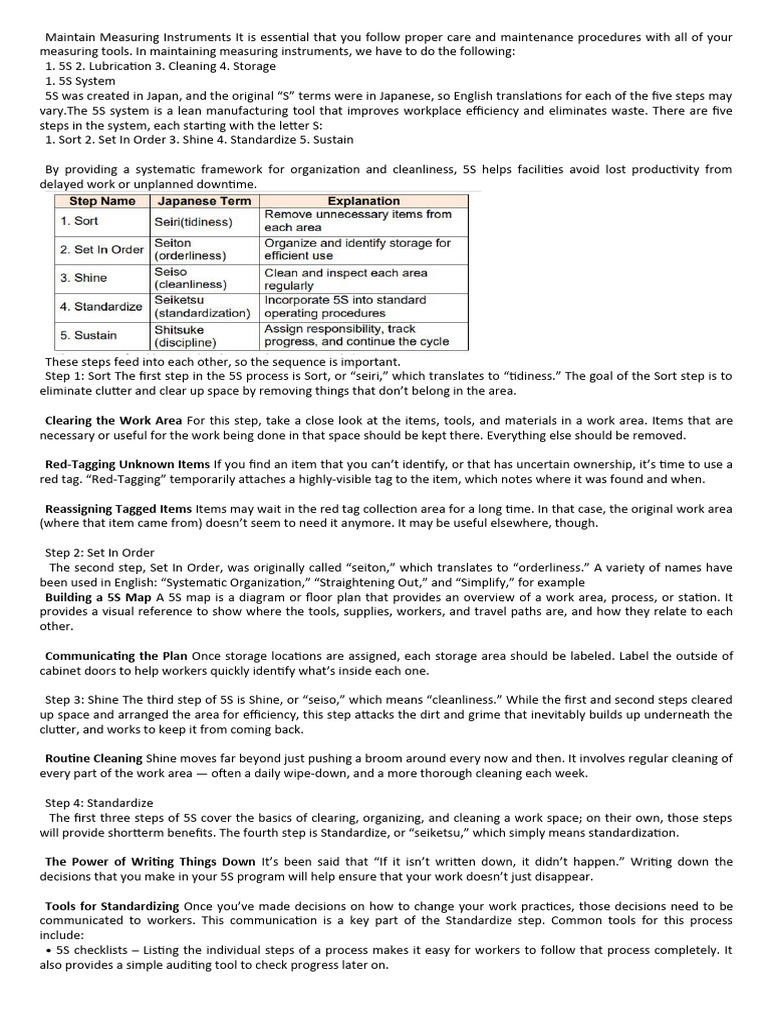 Maintain Measuring Instruments It Is Essential That You Follow Proper ...