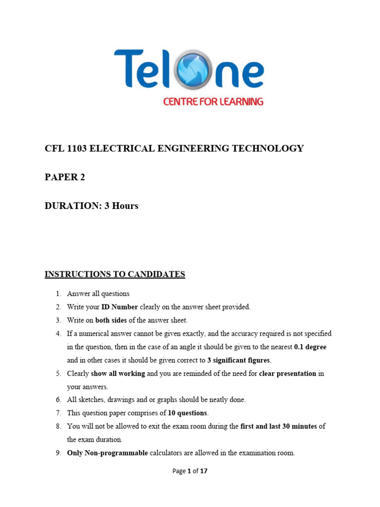 Eet June Paper Two Finals With Answers. | PDF | Inductor | Inductance