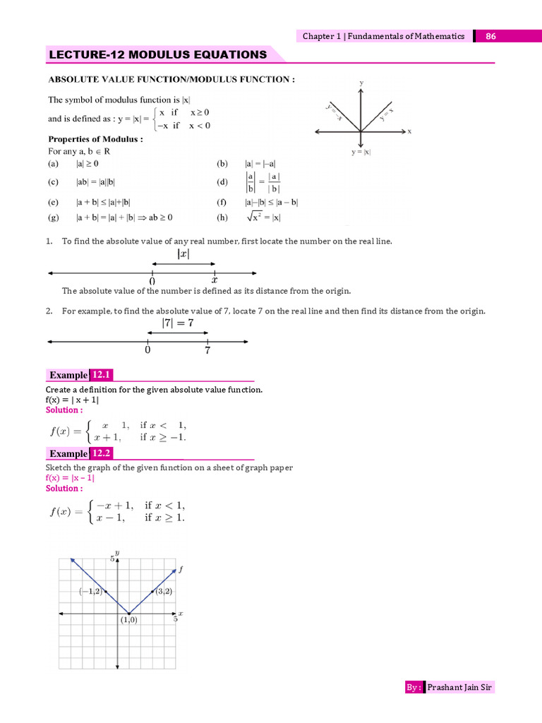 Lecture-12 Modulus Equations: Chapter 1 - Fundamentals of Mathematics ...