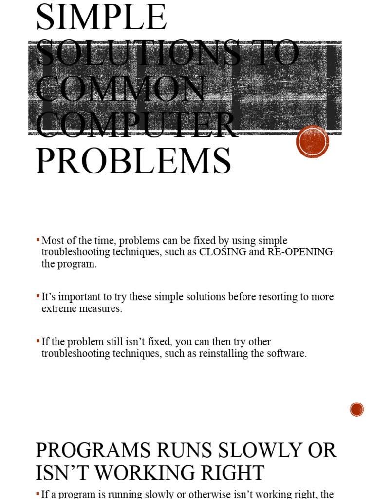 Simple Solutions To Common Computer Problems | PDF | Computer Virus | Manufactured Goods