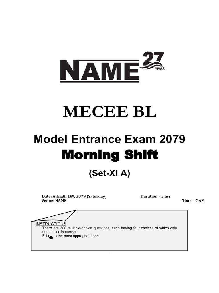 CEE MODEL SET XI A Ques. | PDF | Biology
