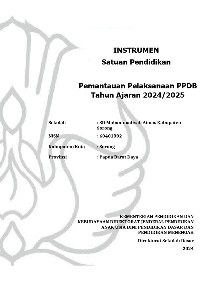 Satuan Pendidikan - Instrumen Pemantauan PPDB 2024 | PDF