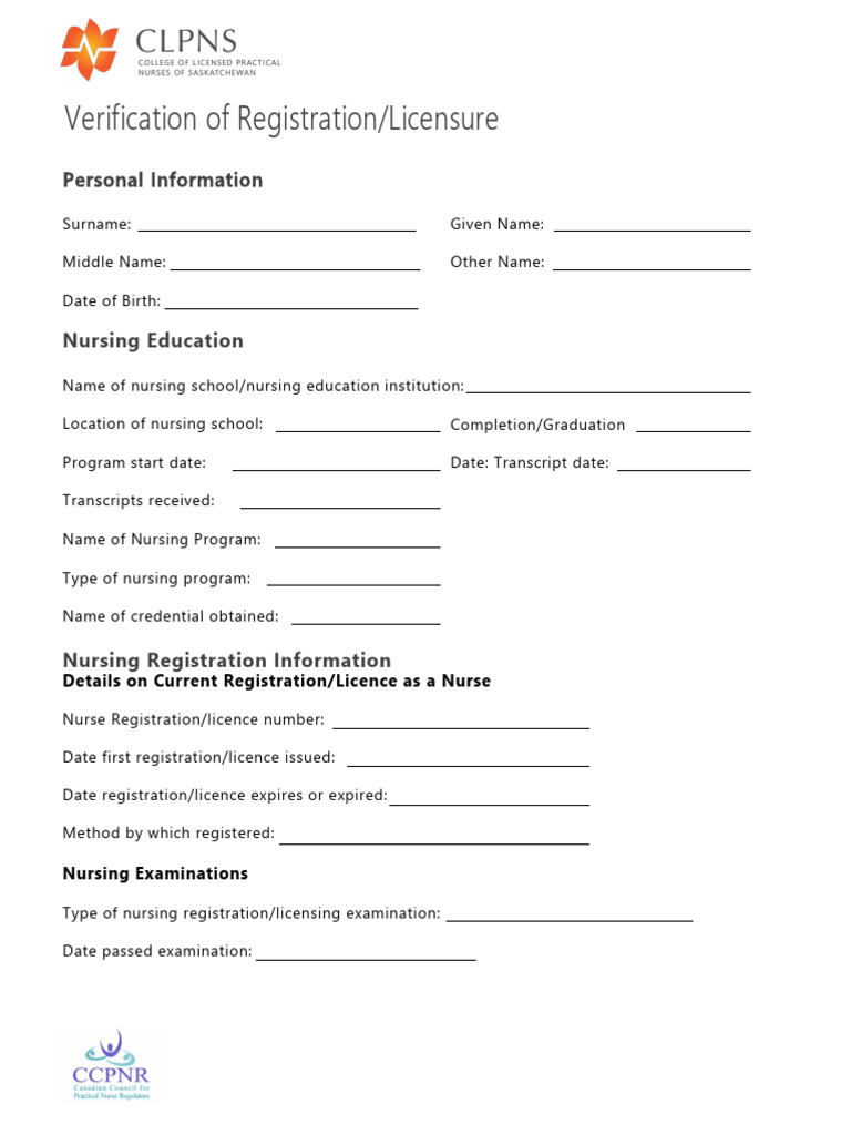 CLPNS Electronic Verification of Registration Form | PDF