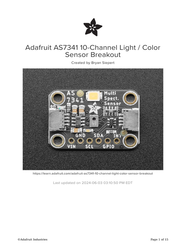 Adafruit As7341 10 Channel Light Color Sensor Breakout | PDF | Arduino | Computer Engineering