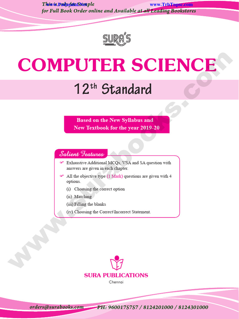 12th Computer Science Sura Guide Sample English Medium | PDF