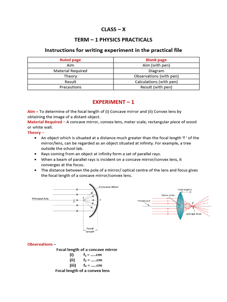 Class 10 Practical File Work | PDF | Refraction | Optics Class 10 Practical File Work | PDF | Refraction | Optics