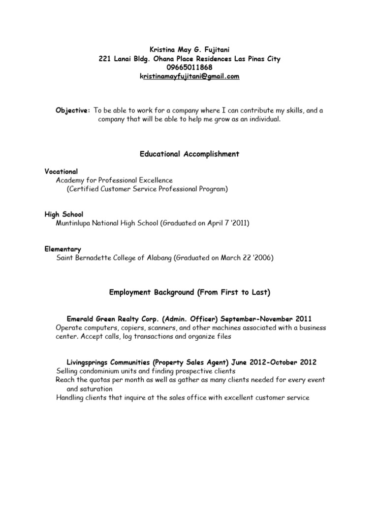 Kristina May Fujitani Resume | PDF | Sales | Social Media