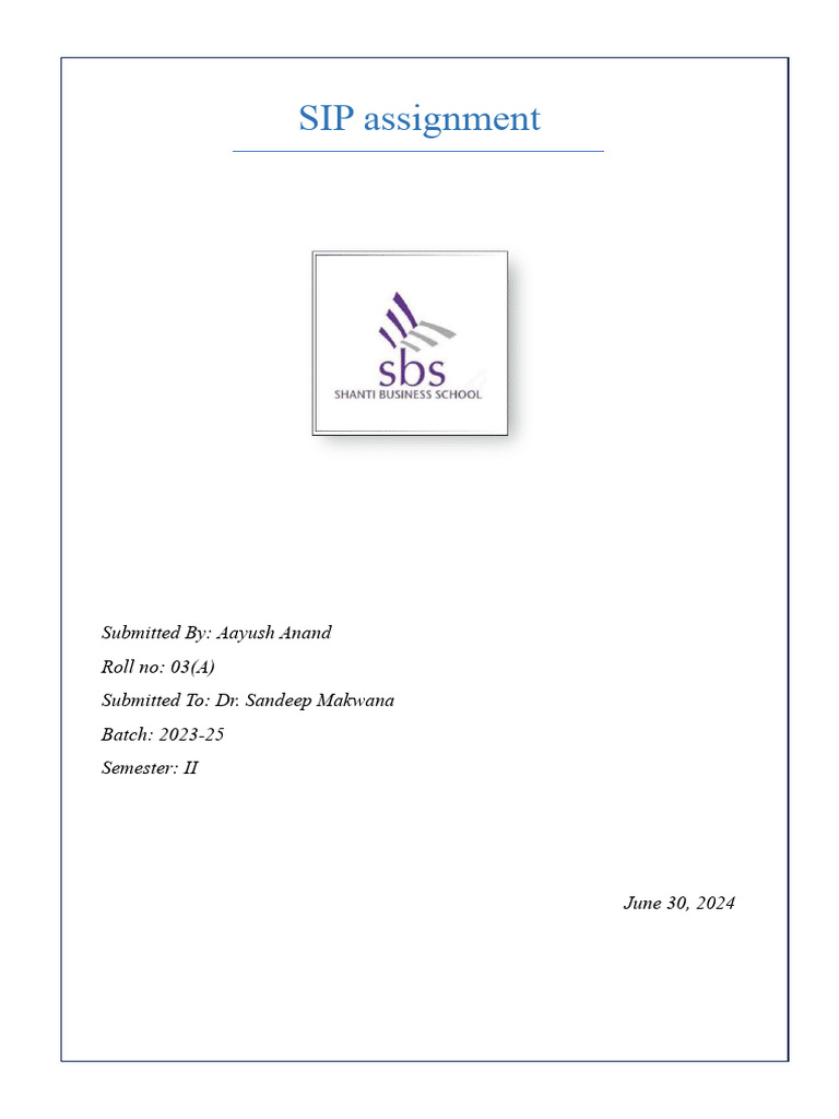 SIP Assignment | PDF | Career & Growth