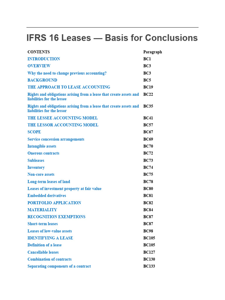 IFRS 16 Leases Basis of Conclusion | PDF | Lease | International ...