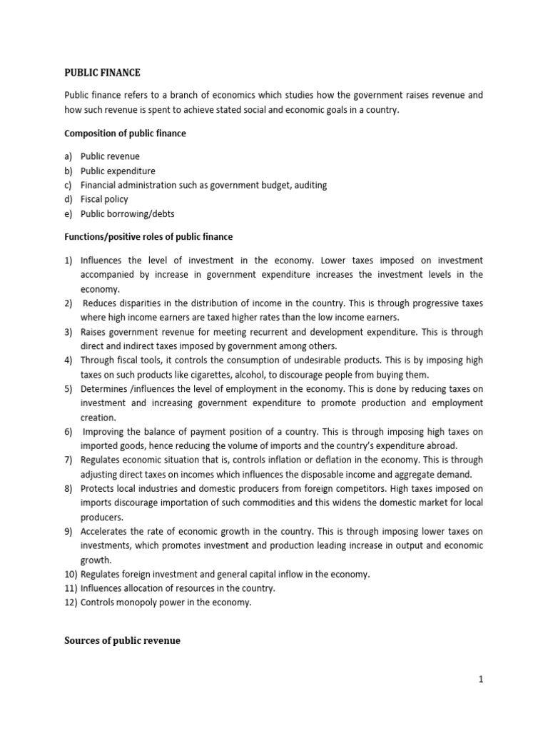 S6 Economics Public Finance Notes | PDF | Taxes | Tax Incidence