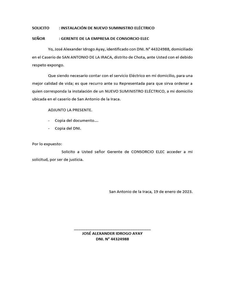 Solicitud de Luz | PDF