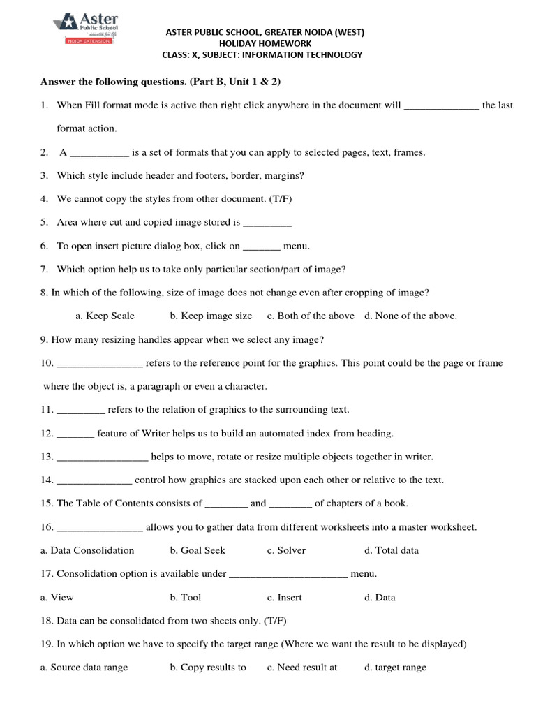87 Class10 IT HHW | PDF | Spreadsheet | Computer Science