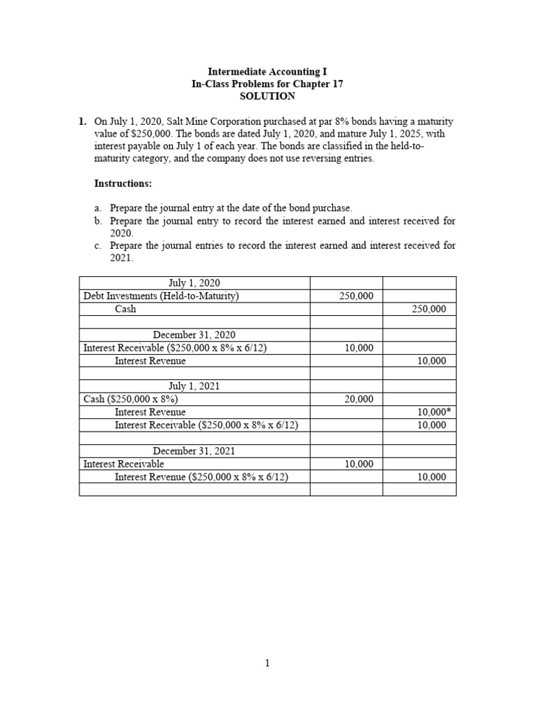 Chapter 17 In-Class Problems Solution | PDF | Bonds (Finance) | Investing