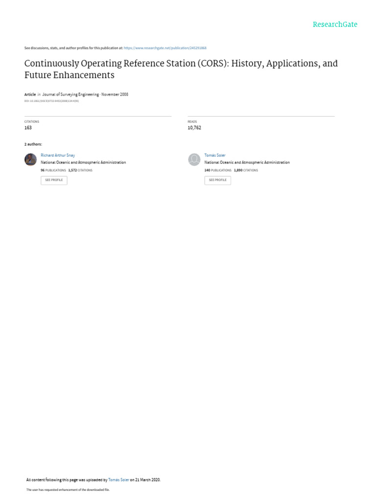 Continuously Operating Reference Station CORS Hist | PDF | Geodesy ...