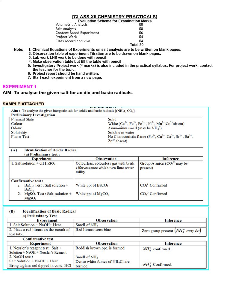Xii-Chemistry-Practical File - Project Work 2024-25 | PDF | Titration ...