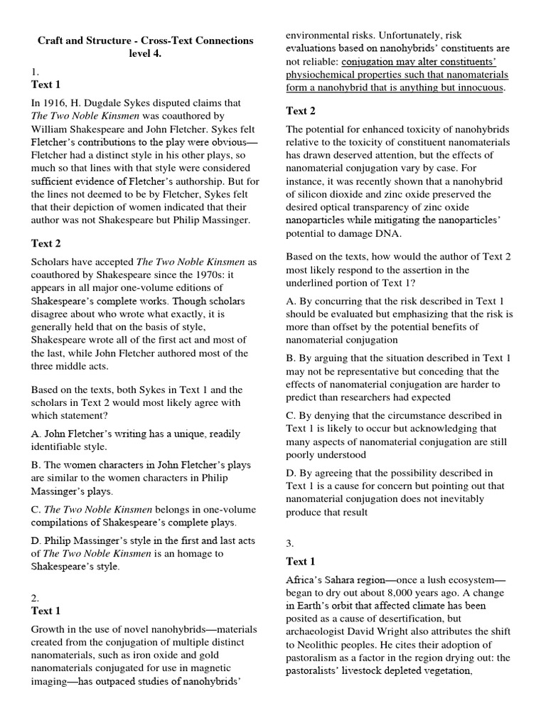 Cross-Text Connections Level 4 Practice | PDF | Hunter Gatherer | Exoplanet