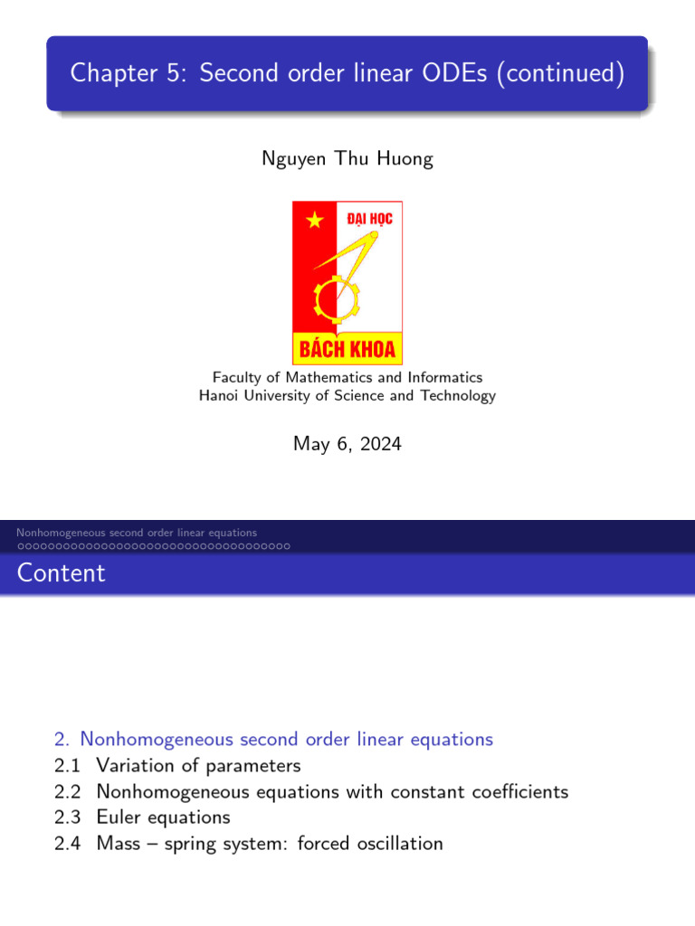 Tuan 11.12 NonhomogeneouslinearODE | PDF | Resonance | Equations