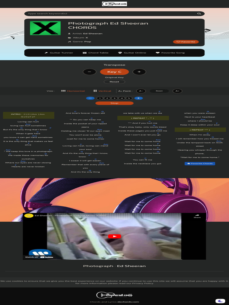 Ed Sheeran - Photograph CHORDS AND LYRICS Docho | PDF | Sound Recording ...