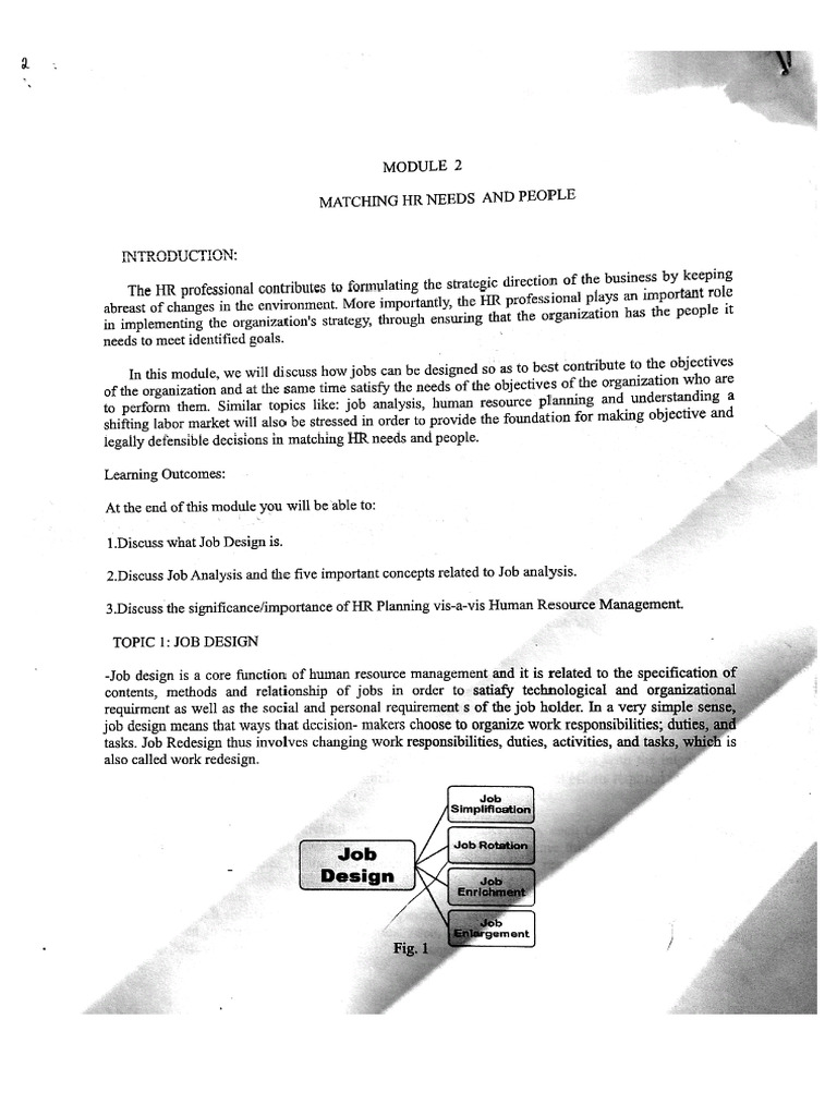 MODULE 2 Matching HR Needs and People | PDF