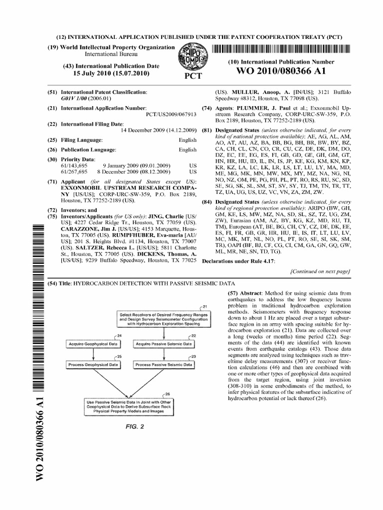 Wo2010080366a1 Hydrocarbon Detection Using Passive Seismic Data Pdf