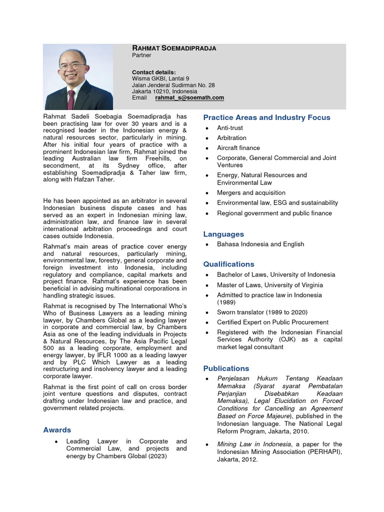 CV Rahmat Soemadipradja c9782b6b17 | PDF | Indonesia | Lawyer