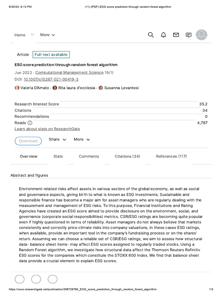 (PDF) ESG Score Prediction Through Random Forest Algorithm | PDF ... (PDF) ESG Score Prediction Through Random Forest Algorithm | PDF ...